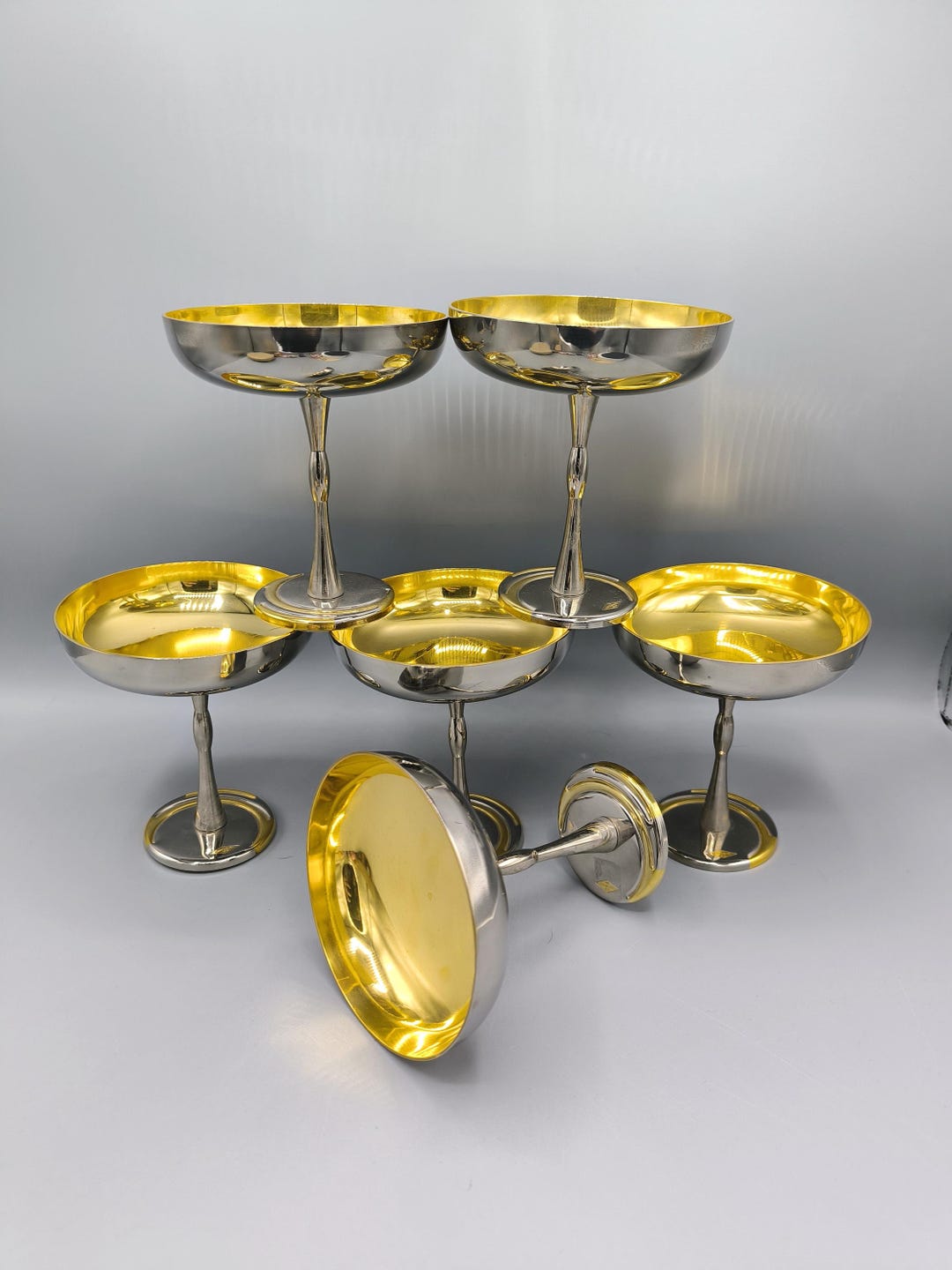 Vintage Dessert/ice Cream/champagne Bowls Gottinghen Italy, Stainless ...