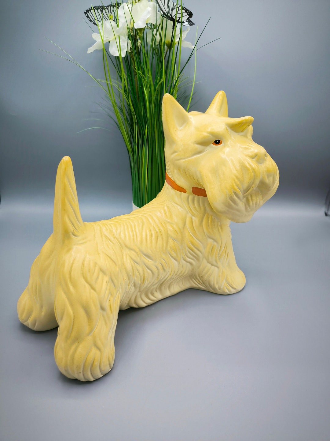Vintage Scotch Terrier Figurine, Large Ceramic Dog Sculpture, Light ...