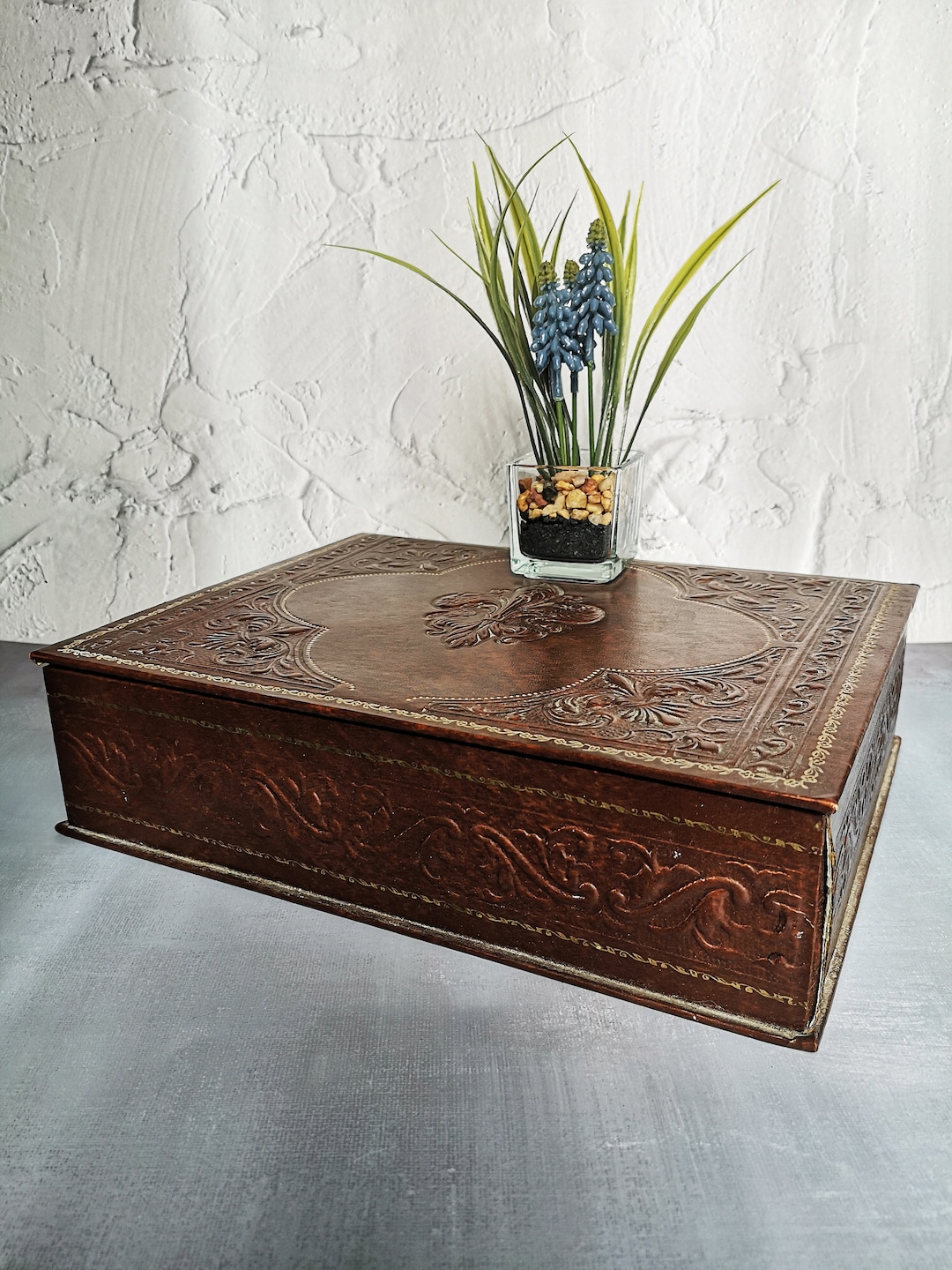 Antique Large Brown Box With a Pattern Collectible Storage - Etsy