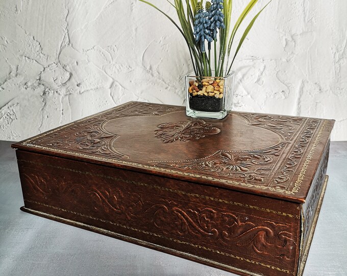 Antique Large Brown Box With a Pattern, Collectible, Storage for ...