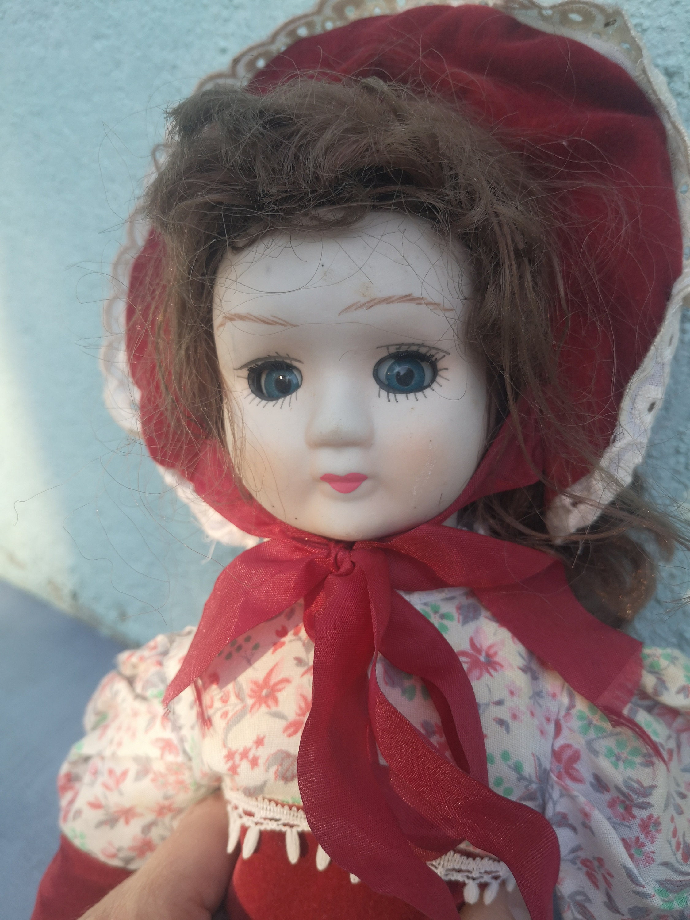 Vintage Doll With Porcelain Head Arms and Legs Rag Body - Etsy