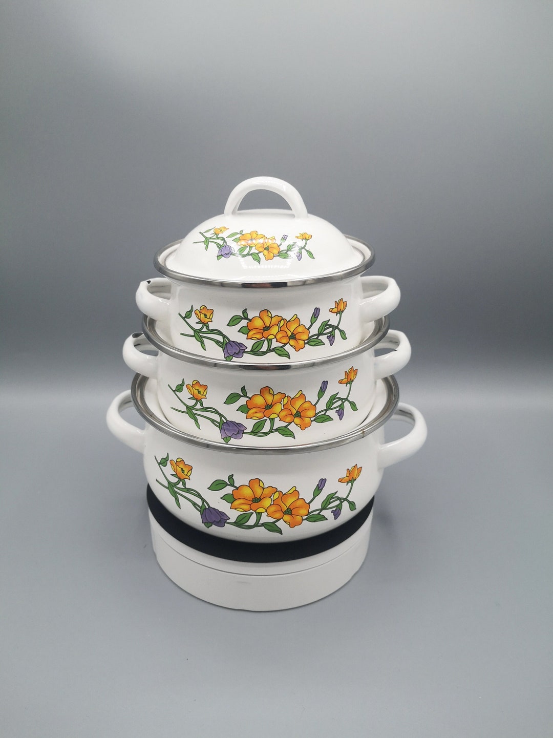 Vintage Charming Pots for Decorating Kitchen, Dining Room, Set of 3 ...