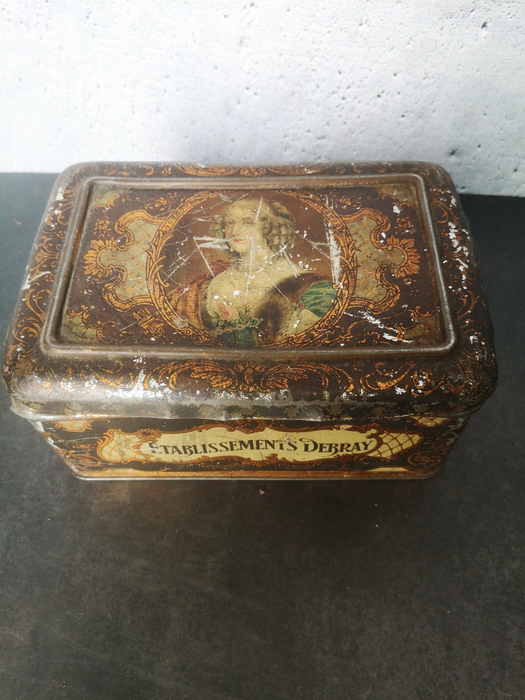 Vintage Tin Box 1900 Etablissement Debray, Antique Advertising Box ...