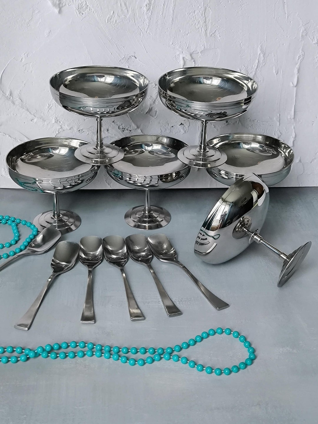 Vintage Letang Remy Ice Cream/dessert Bowls, Set of Very Large ...