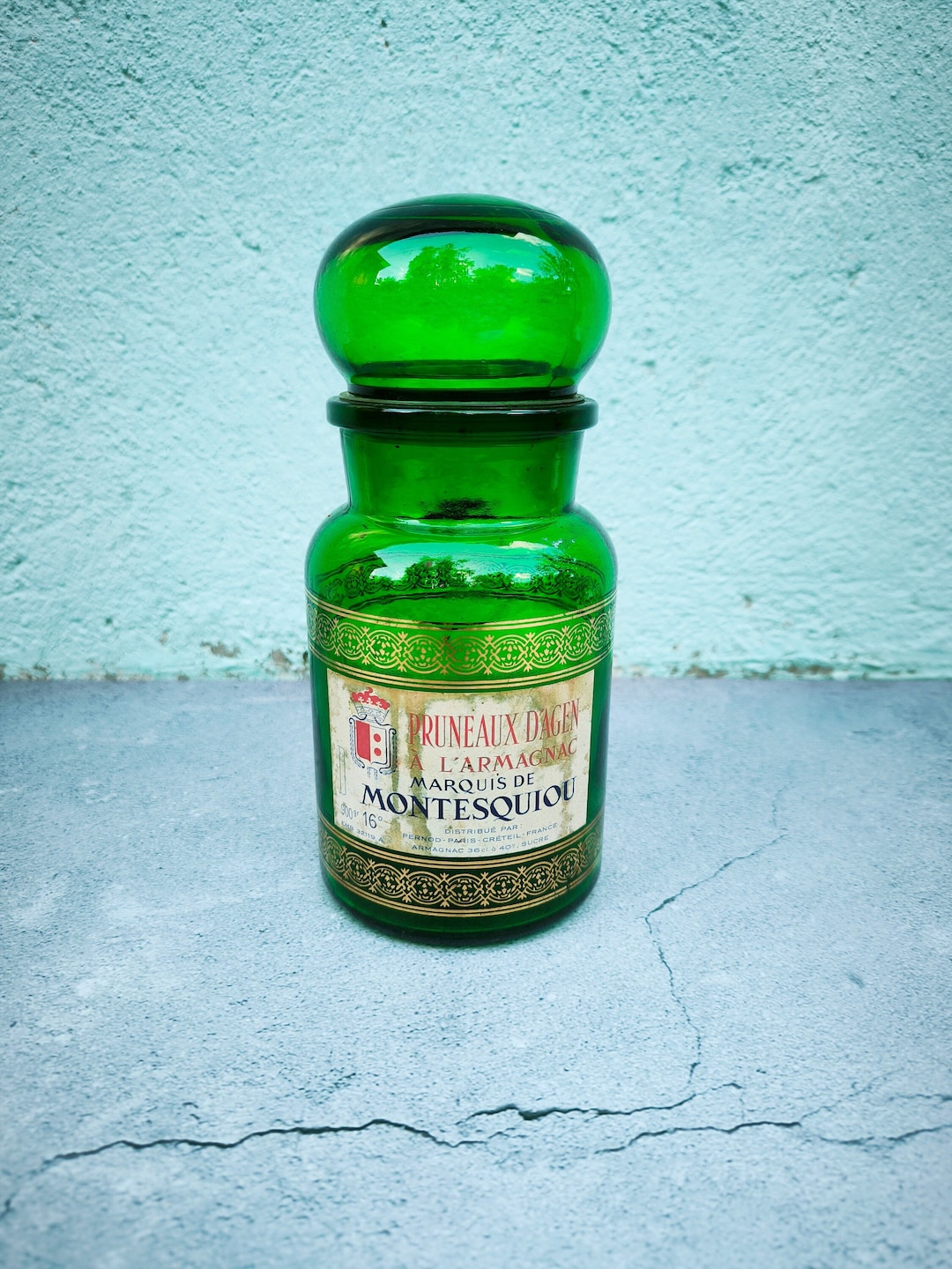 Vintage Large Round Green Glass Jar With Round Lid, Jar for Kitchen ...
