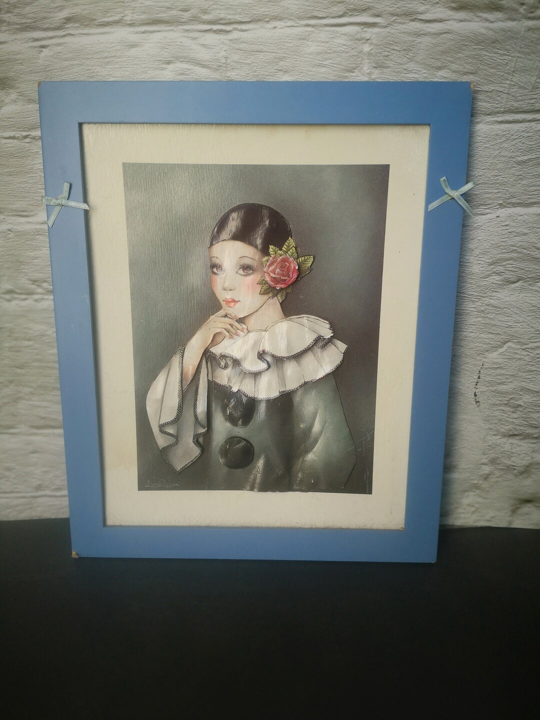 Vintage French Painting With Crying Pierrot, Sad Mime, Clown, Handmade ...