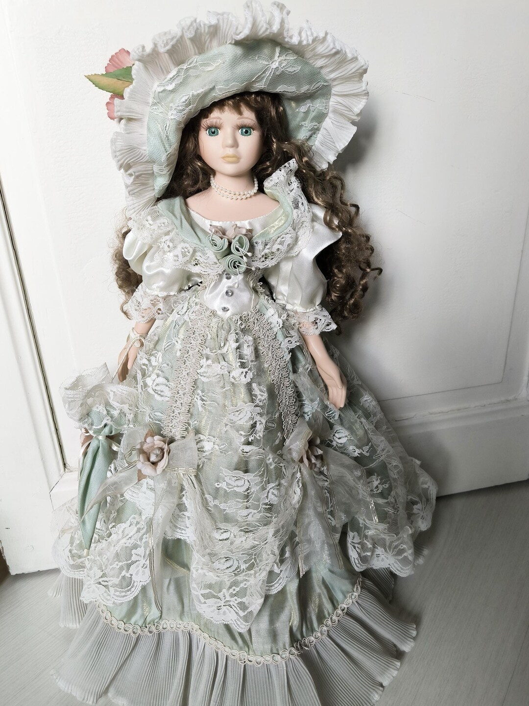 Vintage Porcelain Victorian Doll 1980s-90s, Victorian Dress Doll ...