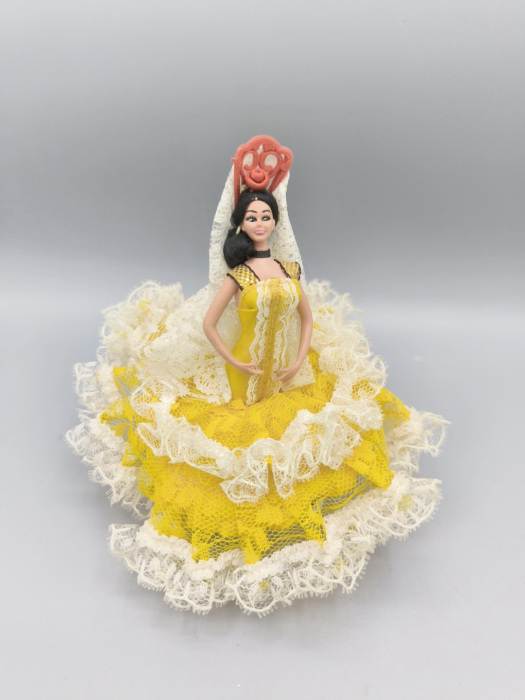 Vintage Flamenco Doll in White/yellow Dress, Spanish Flamenco Dancer ...