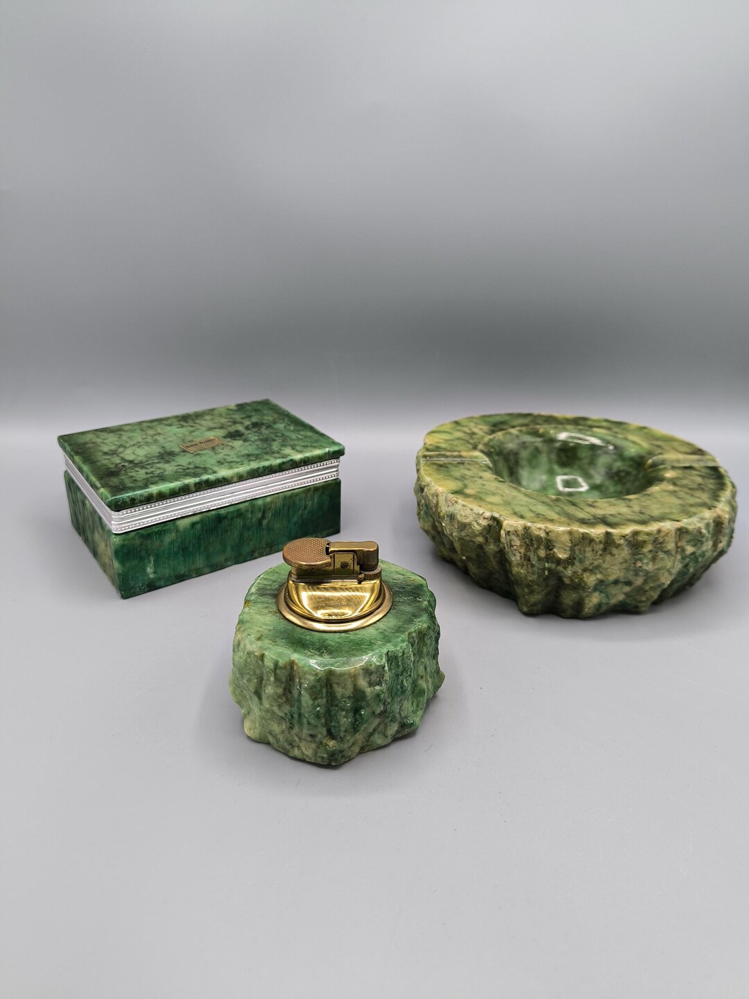 Vintage Romano Bianchi Alabaster Smoker Set, Hand Carved 1960s, Set of ...