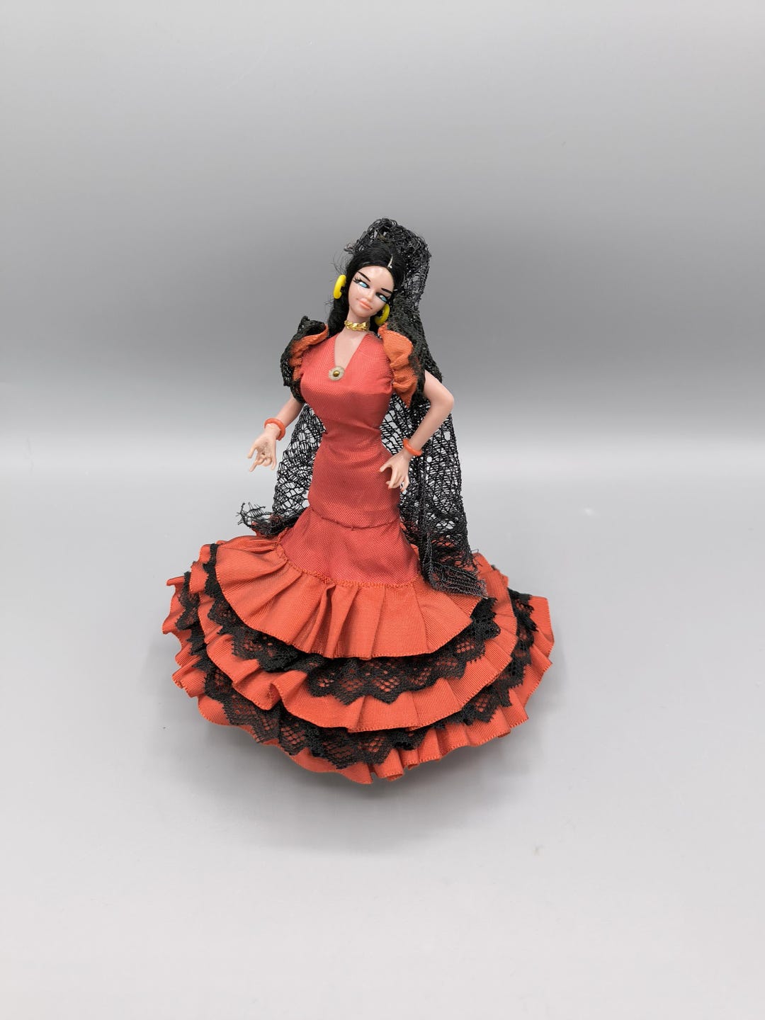 Vintage Flamenco Doll Dancer Grain in Red Dress, Collectible Spanish ...