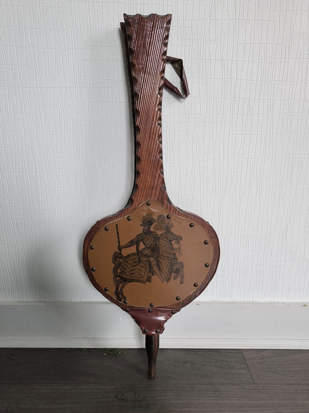 Vintage Fireplace Bellows With Knight on Horseback, Very Large Flame ...