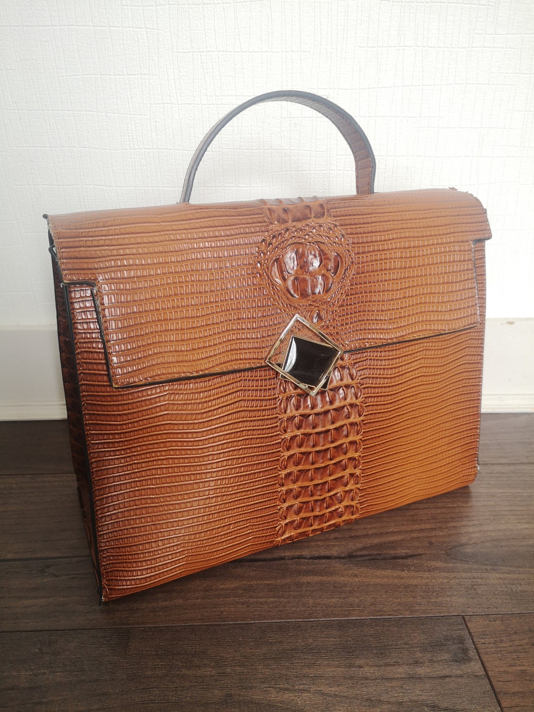 Vintage Briefcase Bag, Faux Crocodile Leather, Beautiful Briefcase for ...