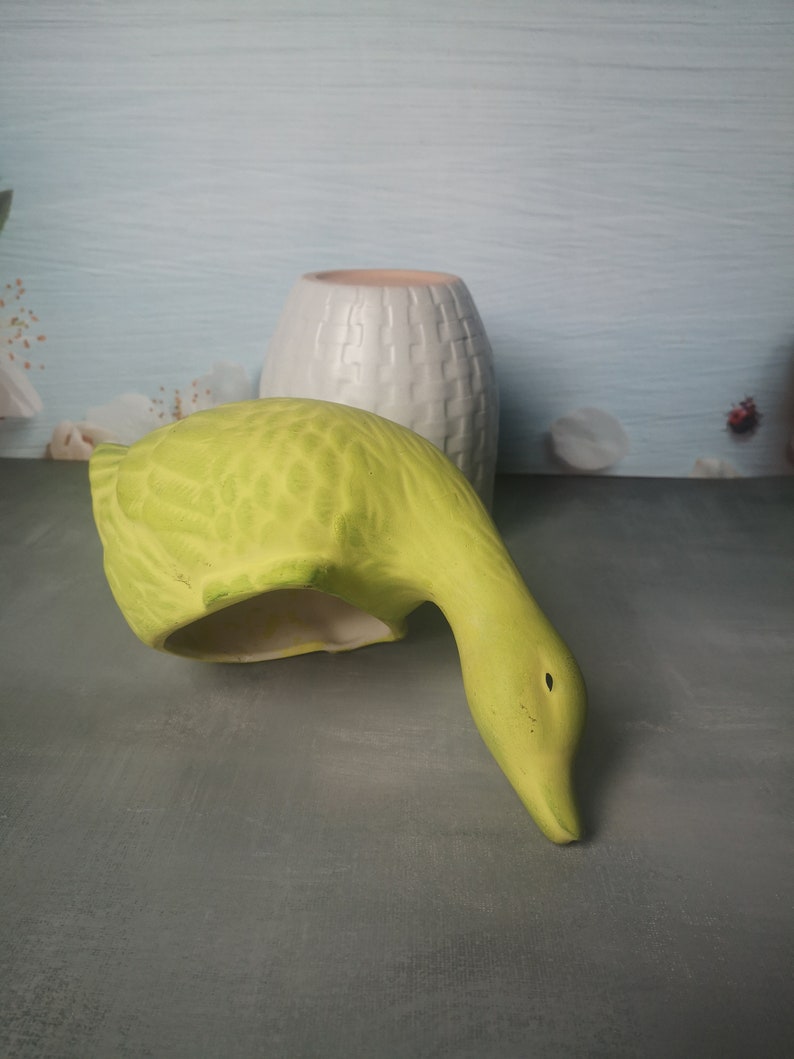 Vintage Goose Figurine Cute Yellow Ceramic Goose Sitting - Etsy
