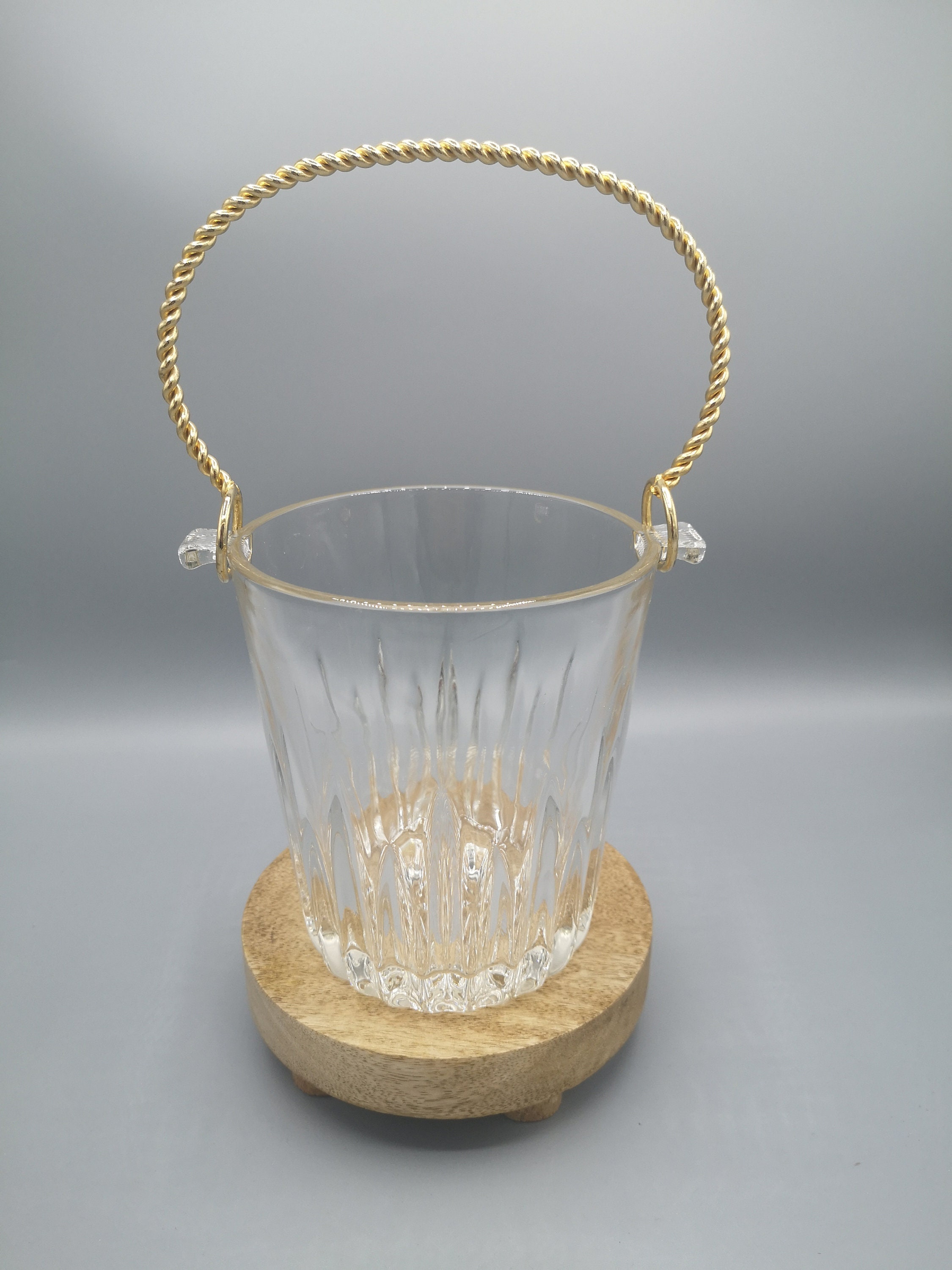 Vintage Crystal Ice Bucket With Gilded Handle Stunning Art - Etsy