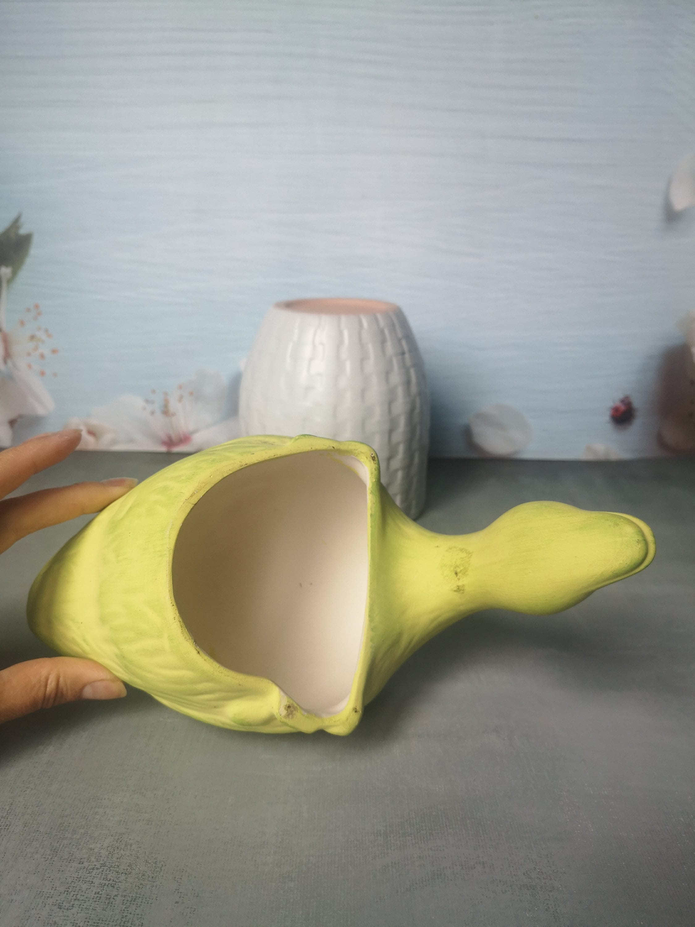 Vintage Goose Figurine Cute Yellow Ceramic Goose Sitting - Etsy