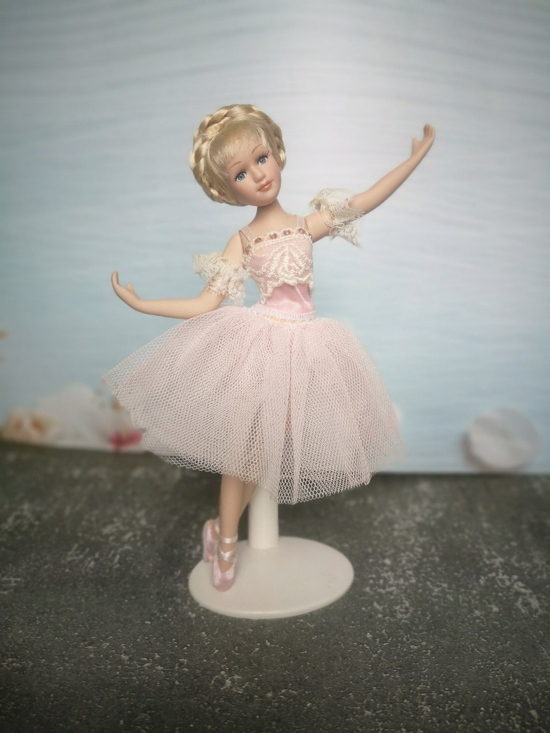 Vintage Ballerina Doll In Pink Dress Fine Porcelain Ballerina French