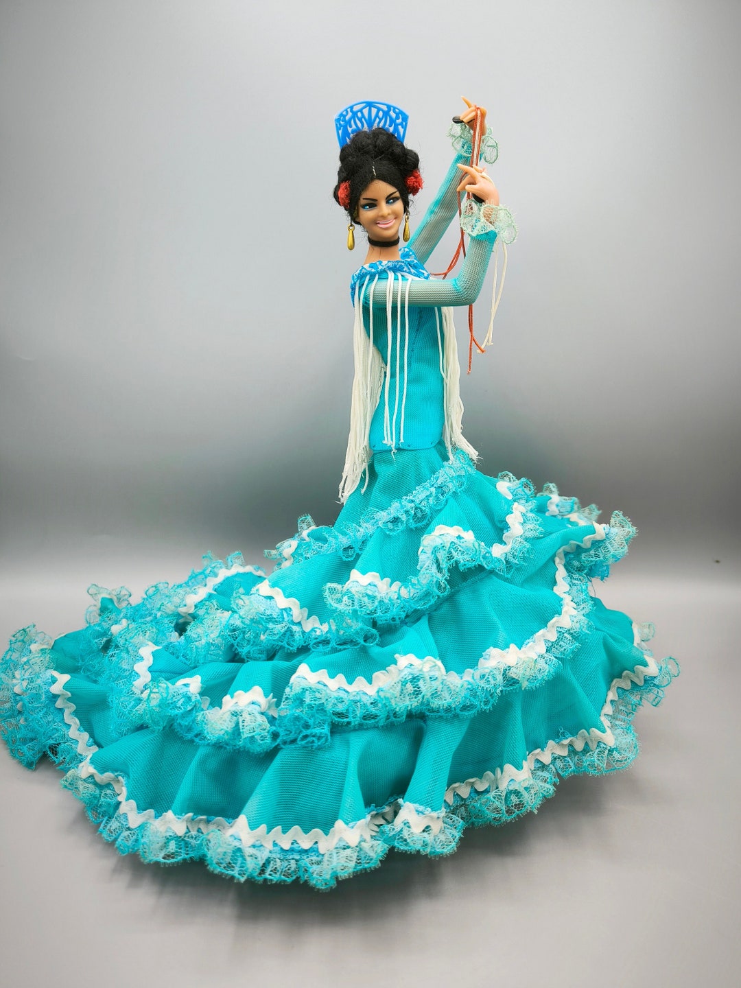 Very Rare Vintage Marin Chiclana 1970s in a Sea Wave Colour Dress, Tall ...