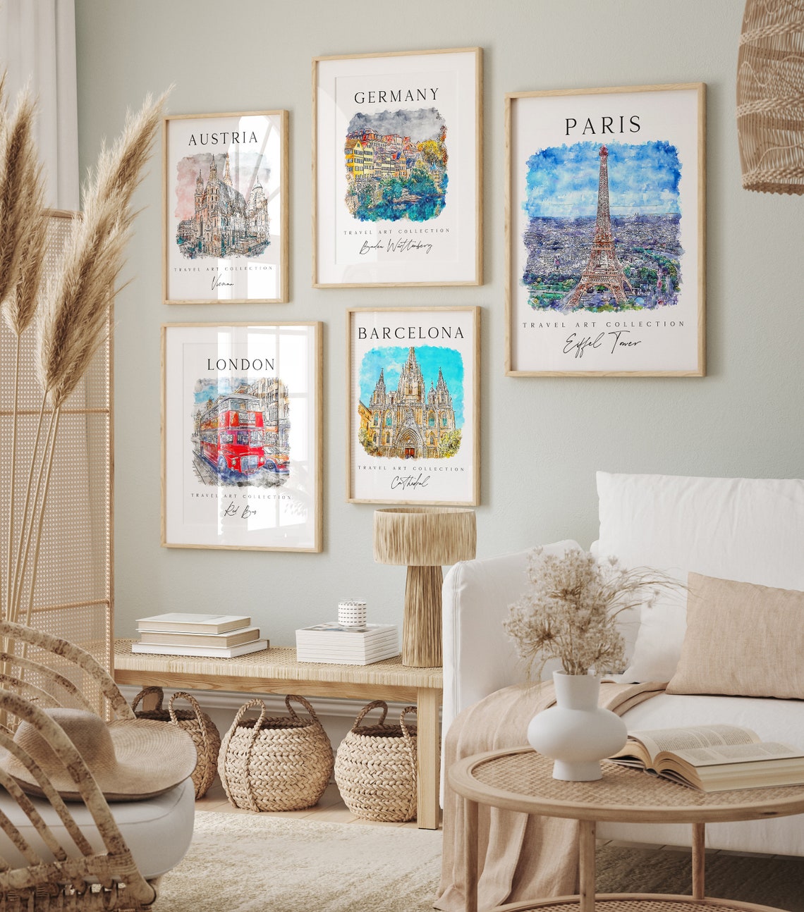 Travel Art Print Set, Travel Destinations Prints, Gallery Wall Art ...