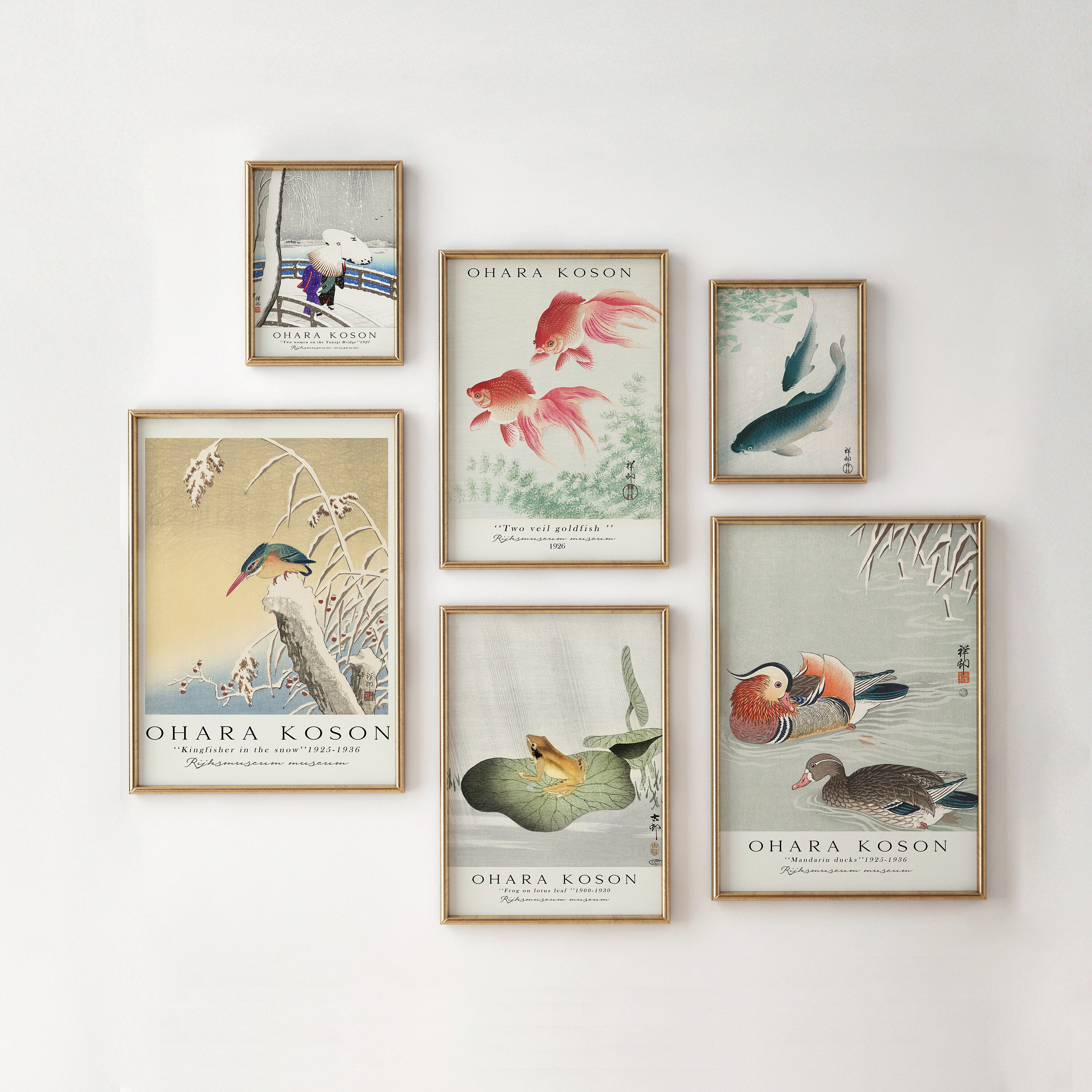 Ohara Koson Prints, Set of 6, Japanese Wall Art , Exhibition Print Set ...