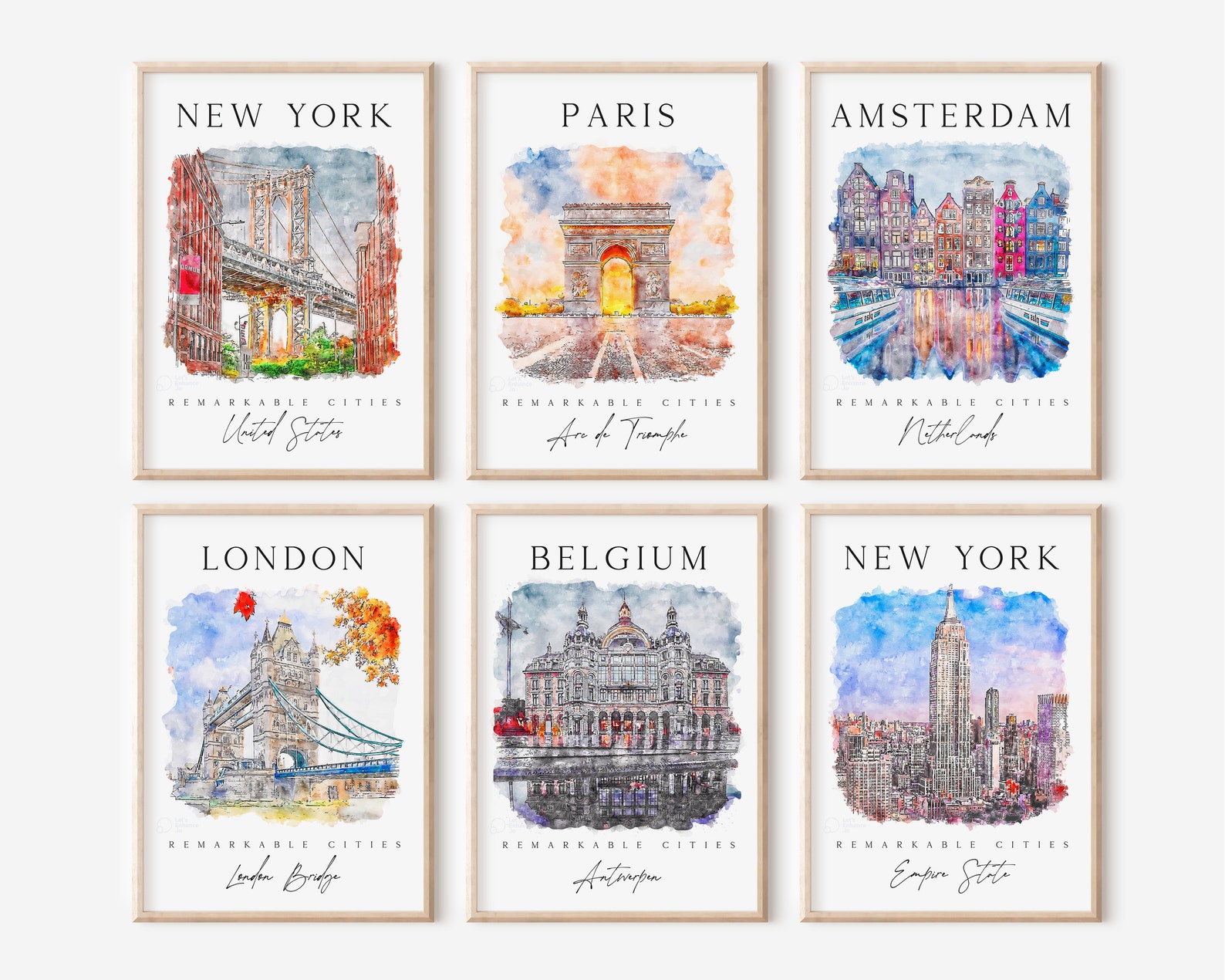 Mega World Travel Printable Art Set, 24 Watercolor Travel Gallery Set ...