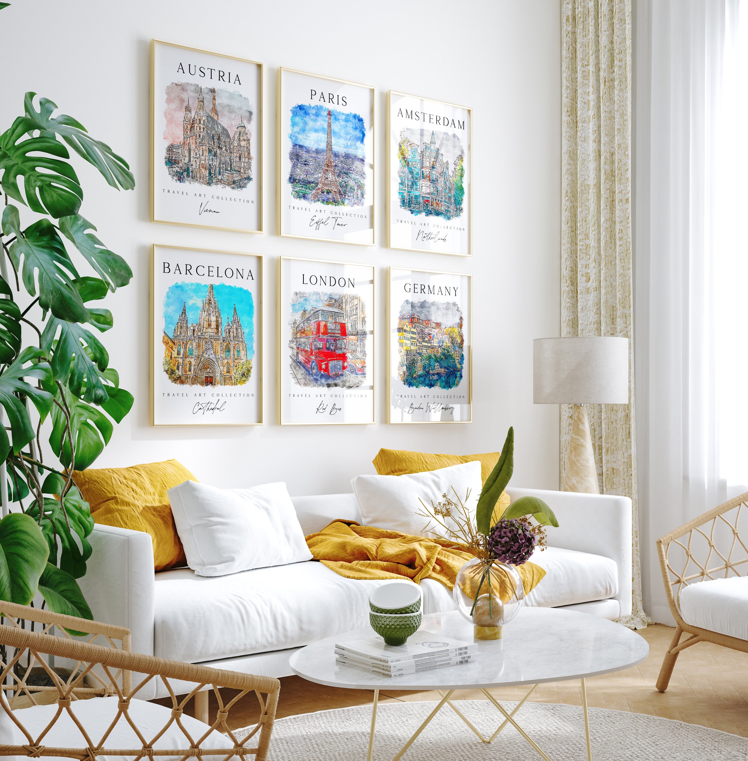 Travel Art Print Set, Travel Destinations Prints, Gallery Wall Art ...