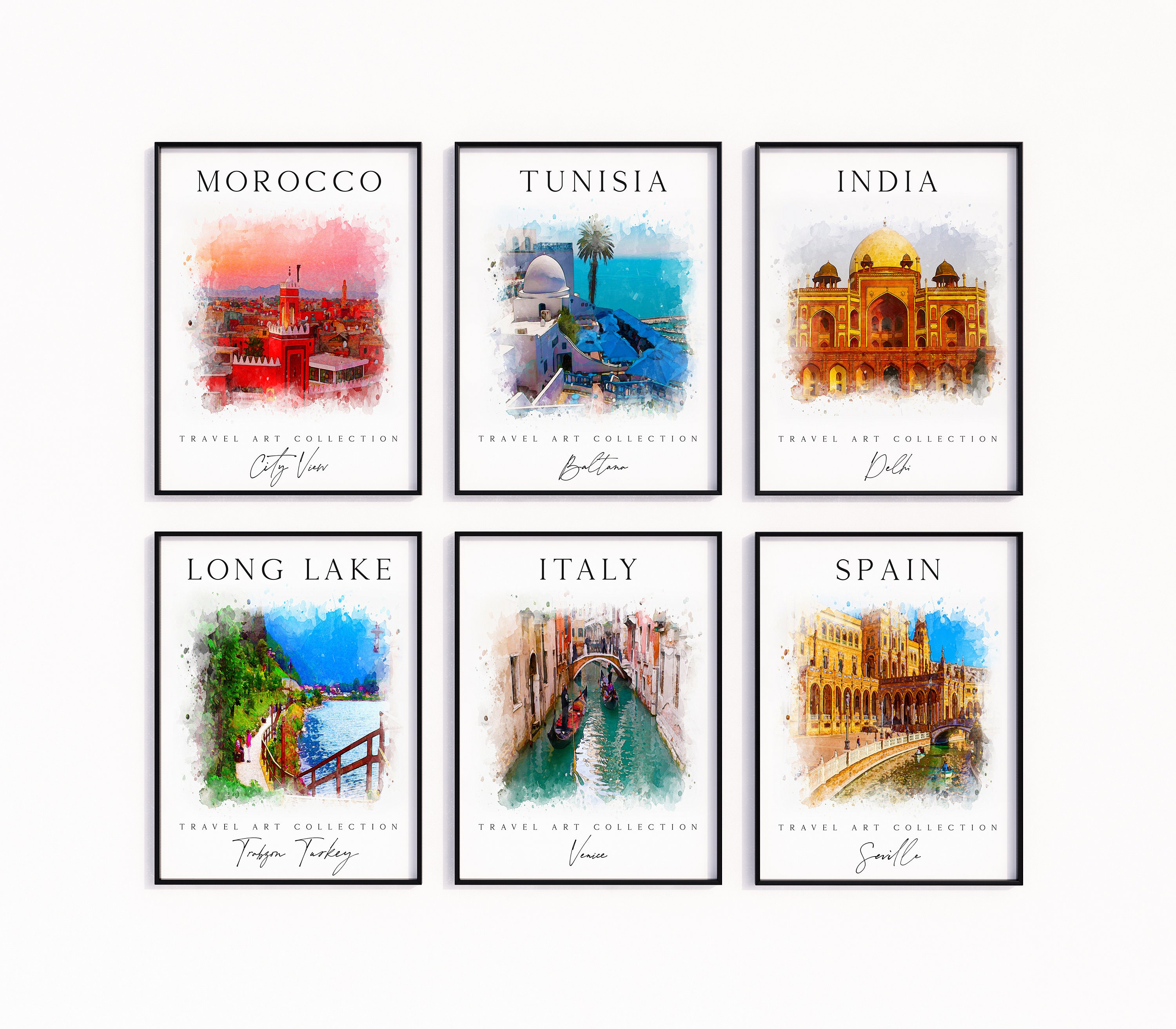 Mega Travel Art Print Set 24 Watercolor Style Travel - Etsy