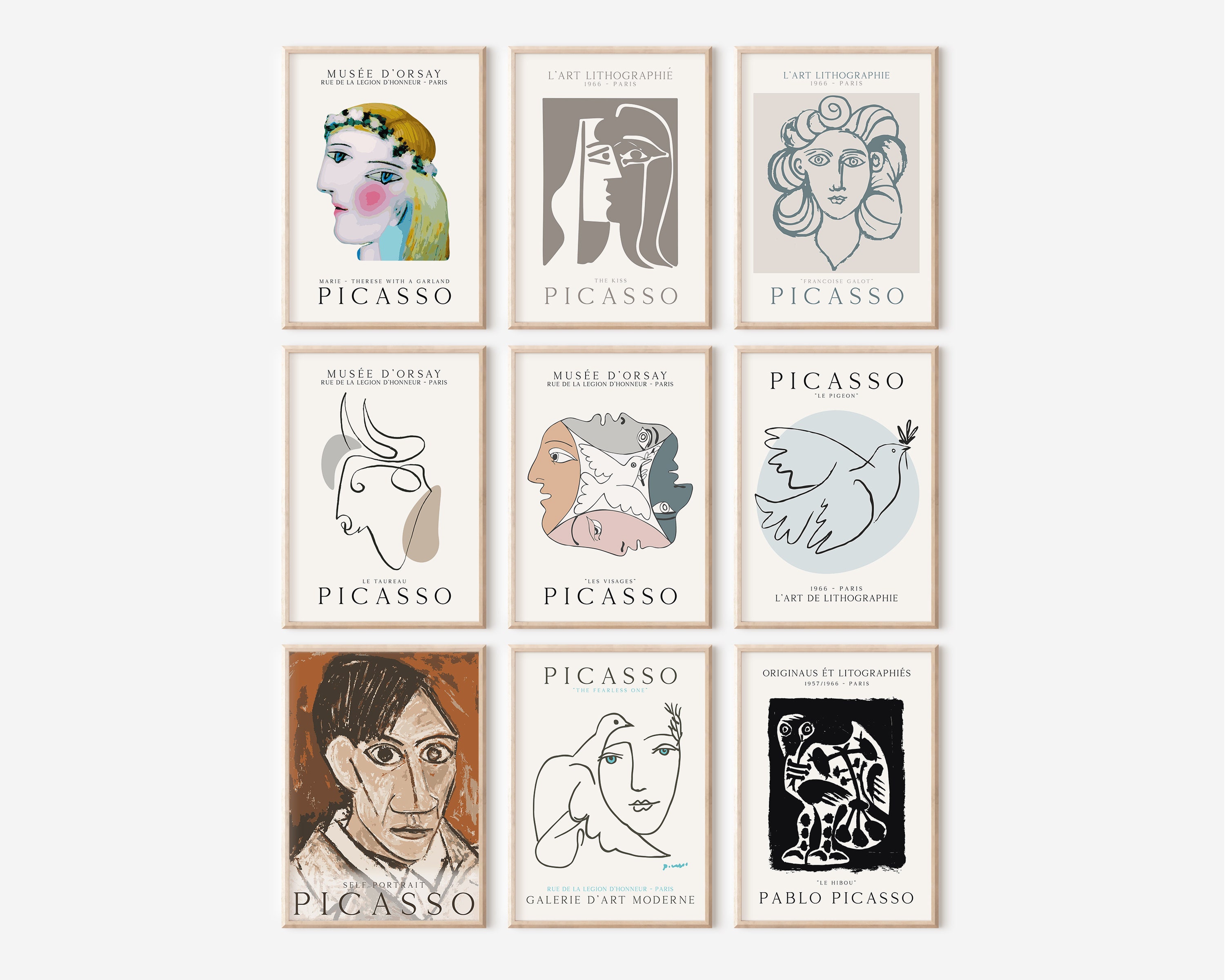 Picasso Prints, Gallery Wall Art, Set of 9 Print, Exhibiton Posters ...