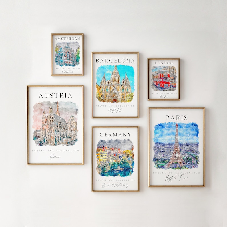 Travel Art Print Set, Travel Destinations Prints, Gallery Wall Art ...