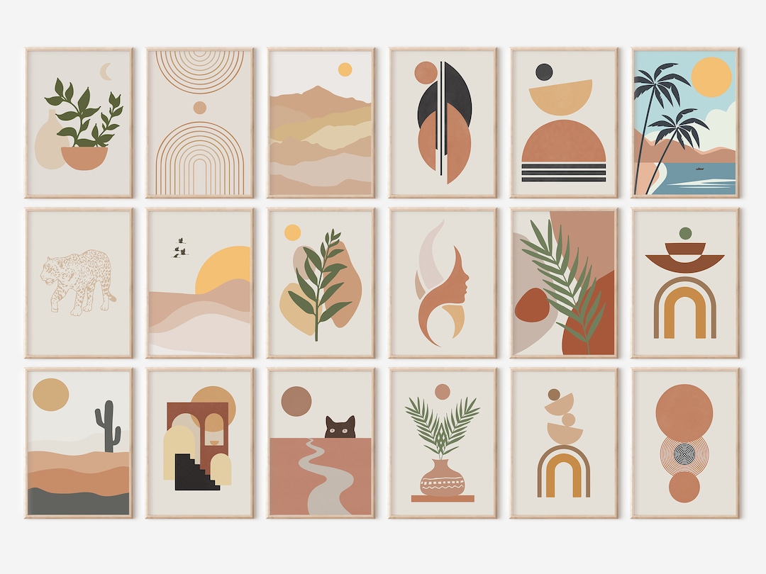 Mega Boho Set of 18 Art Prints, Printable Gallery Wall Design, Boho ...