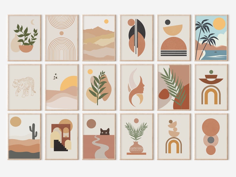 Mega Boho Set of 18 Art Prints, Printable Gallery Wall Design, Boho ...