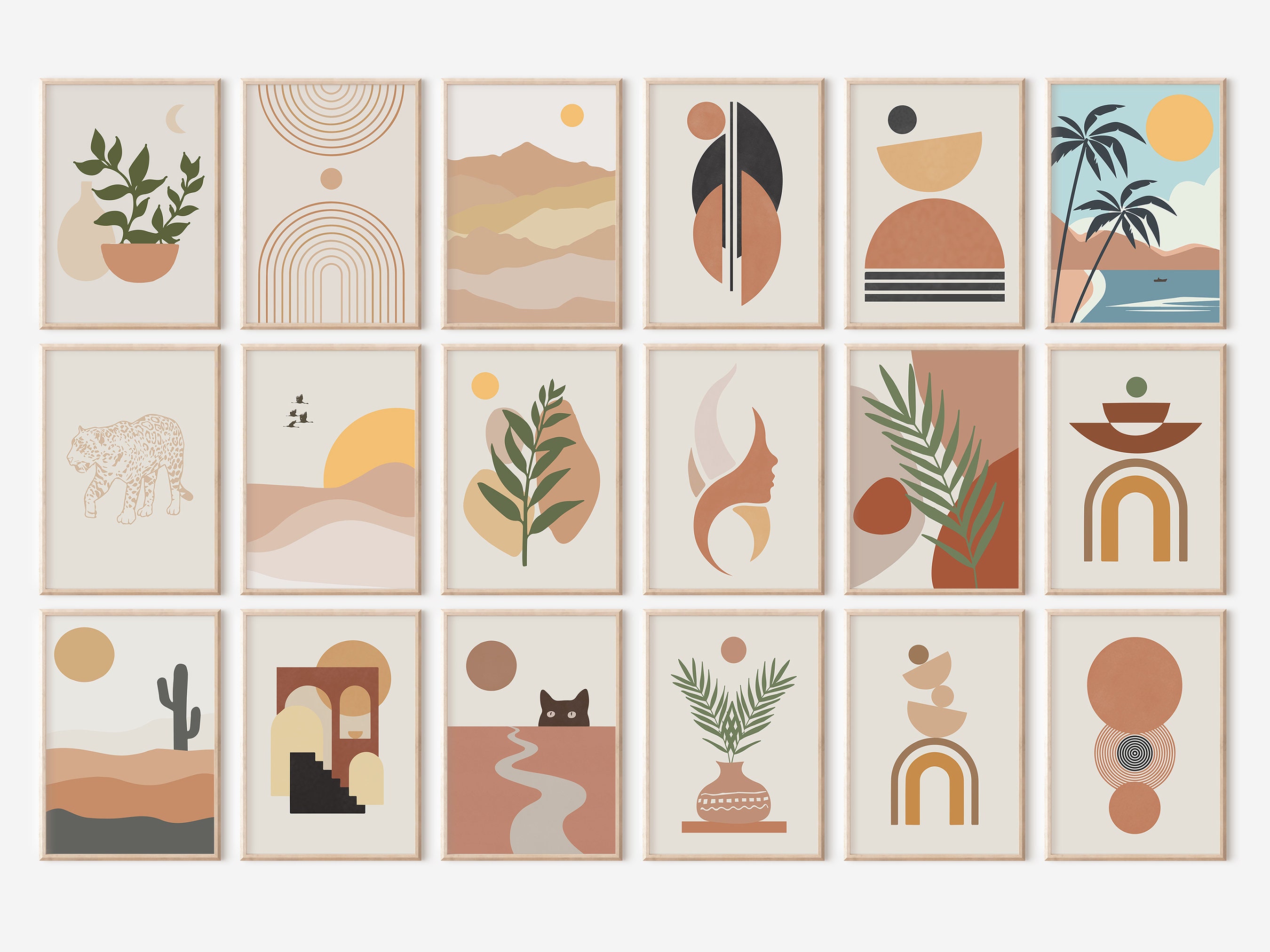 Mega Boho Set of 18 Art Prints, Printable Gallery Wall Design, Boho ...