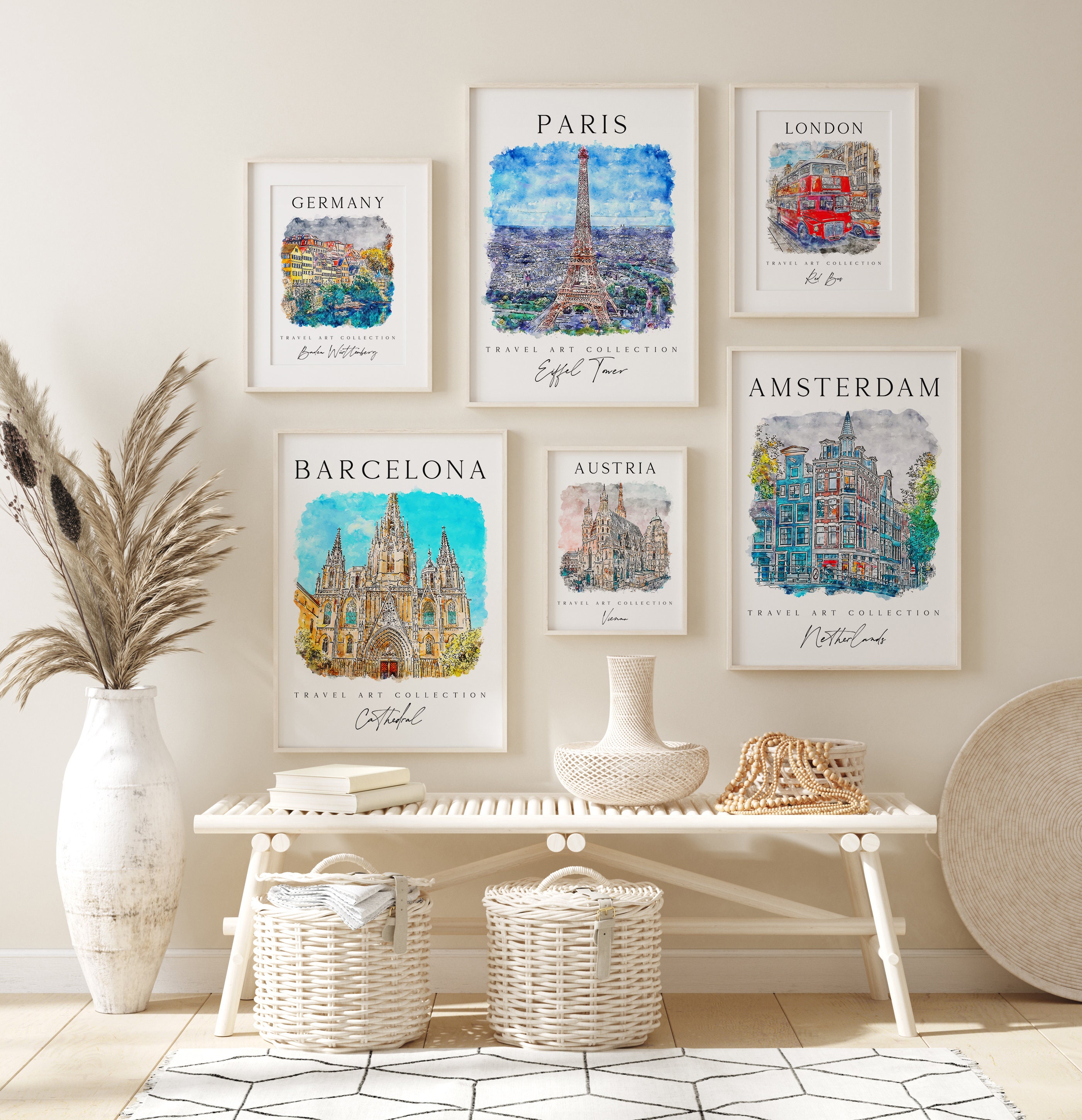 Travel Art Print Set, Travel Destinations Prints, Gallery Wall Art ...
