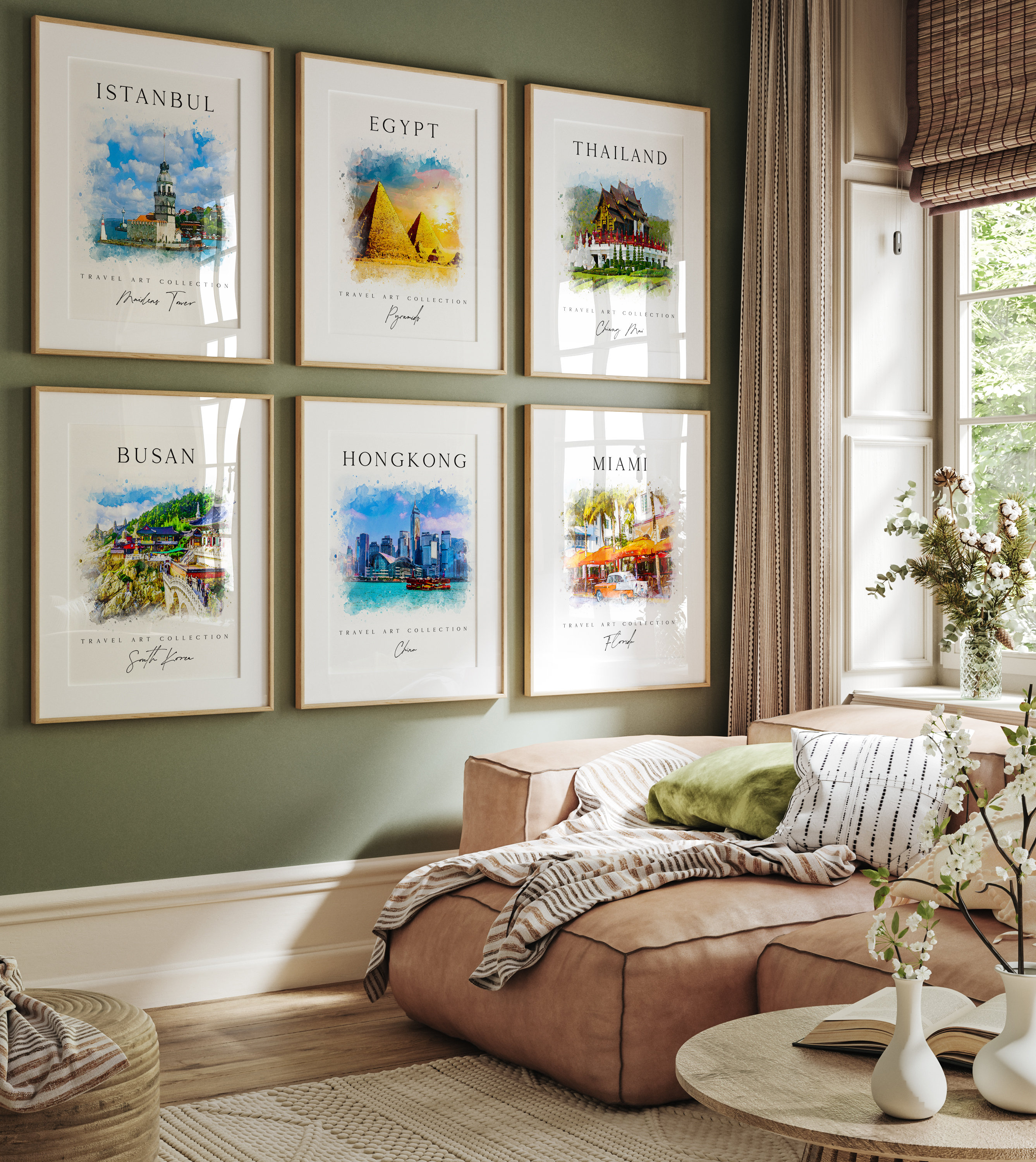 Mega Travel Art Print Set, 24 Watercolor Style Travel Destinations ...