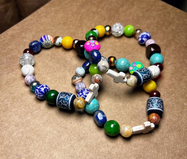Faith Cross Bracelet – Multi-color Beaded Christian Gift With Card ...