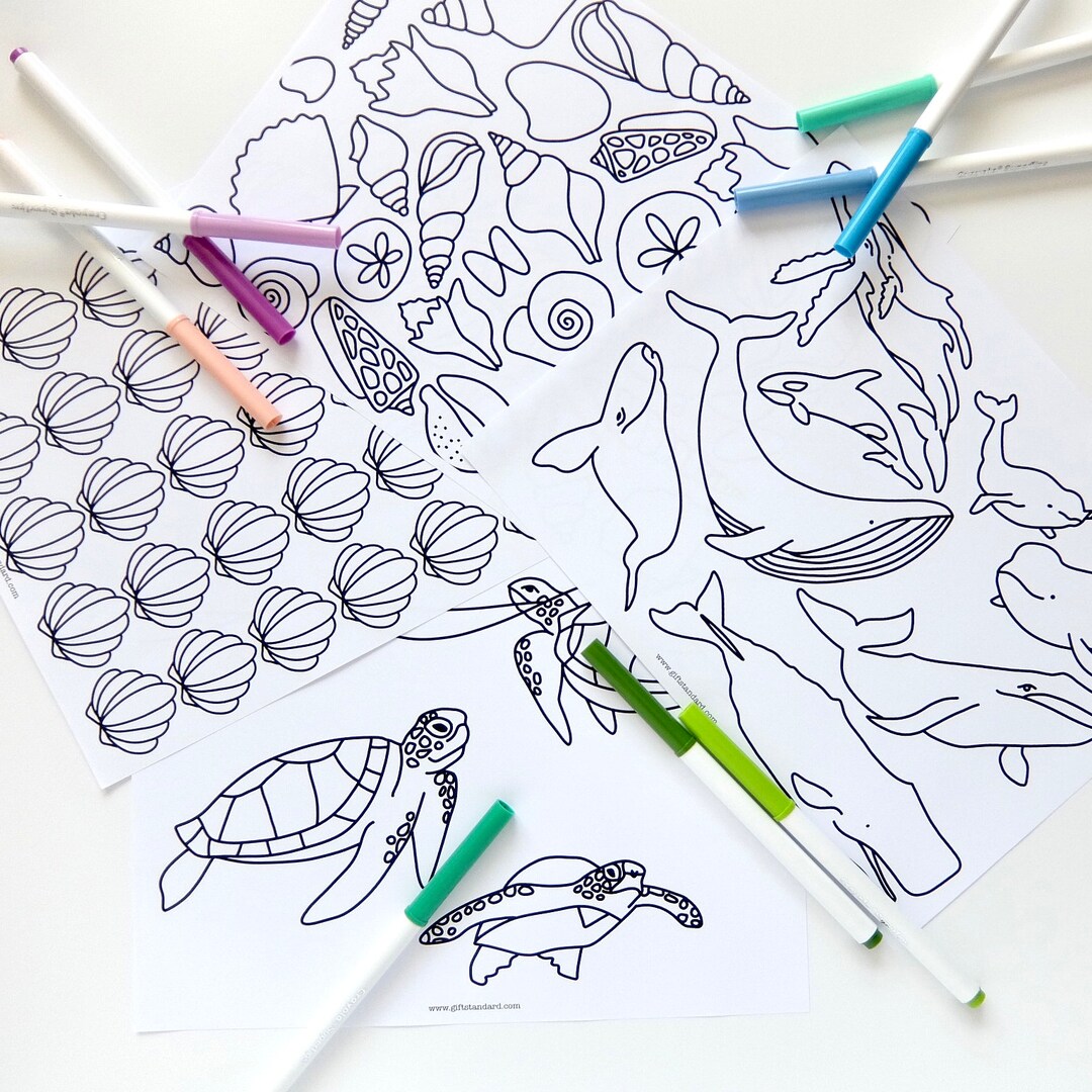 Ocean Fun Coloring Page Bundle - Etsy