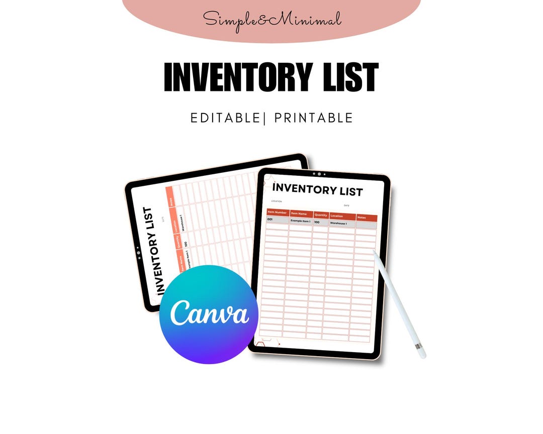 Inventory Management List | Inventory Sheet | Small Business Organizer ...