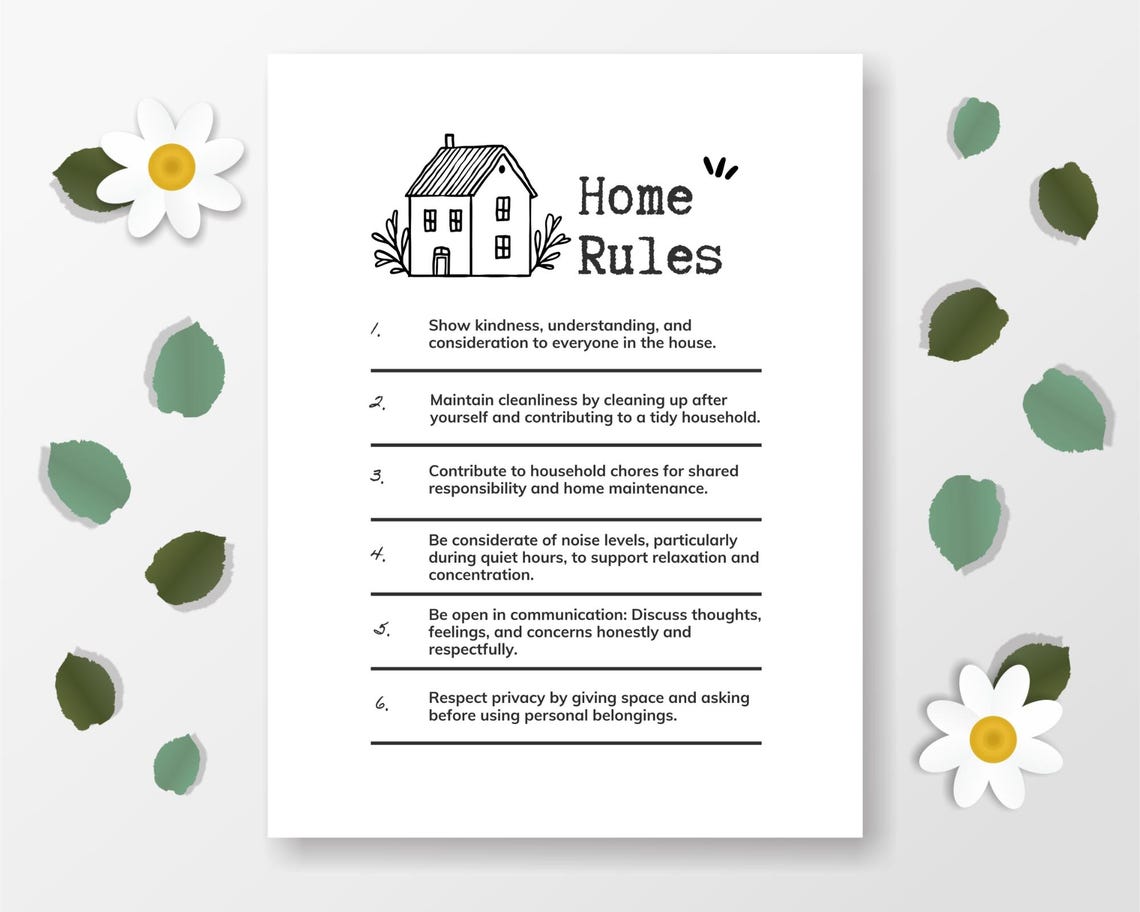 Simple Home Rules Poster | Home Rules Checklist | Hotel Rules ...