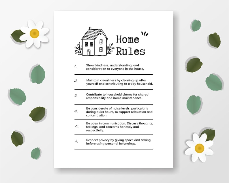 Simple Home Rules Poster | Home Rules Checklist | Hotel Rules ...