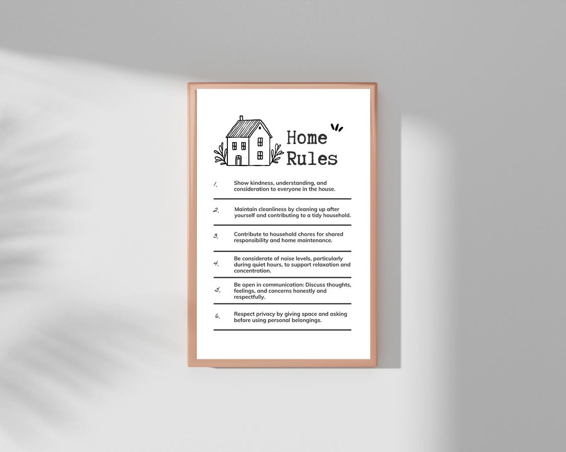 Simple Home Rules Poster | Home Rules Checklist | Hotel Rules ...
