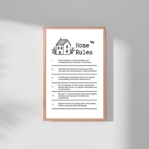 Simple Home Rules Poster | Home Rules Checklist | Hotel Rules ...