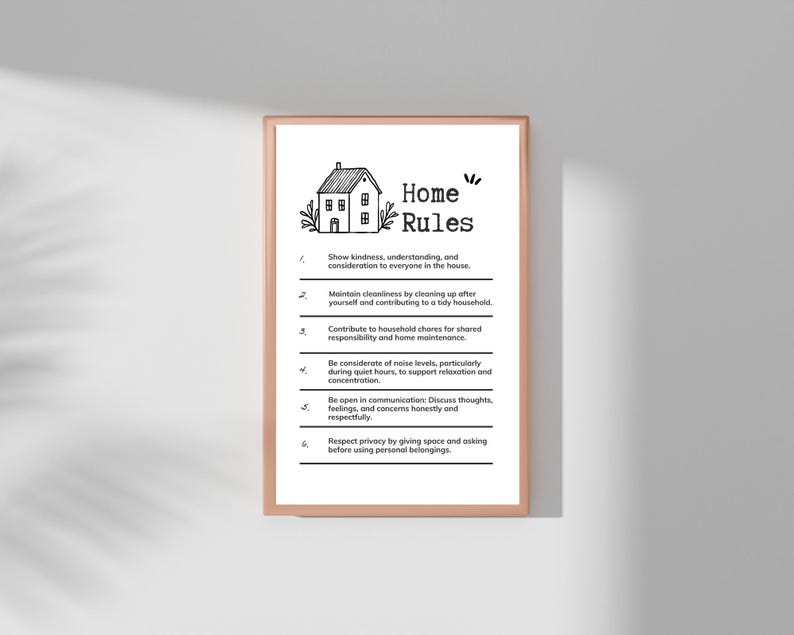Simple Home Rules Poster | Home Rules Checklist | Hotel Rules ...