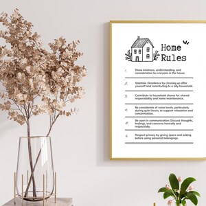 Simple Home Rules Poster | Home Rules Checklist | Hotel Rules ...