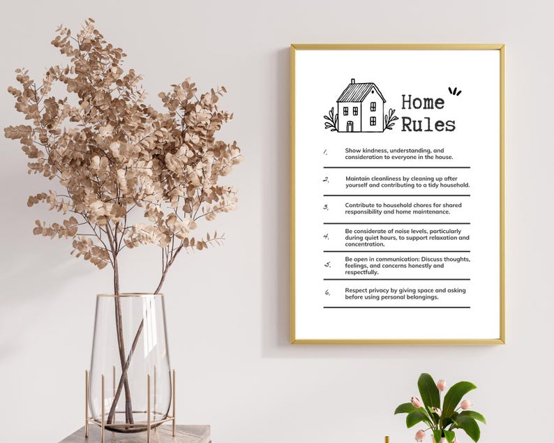 Simple Home Rules Poster | Home Rules Checklist | Hotel Rules ...