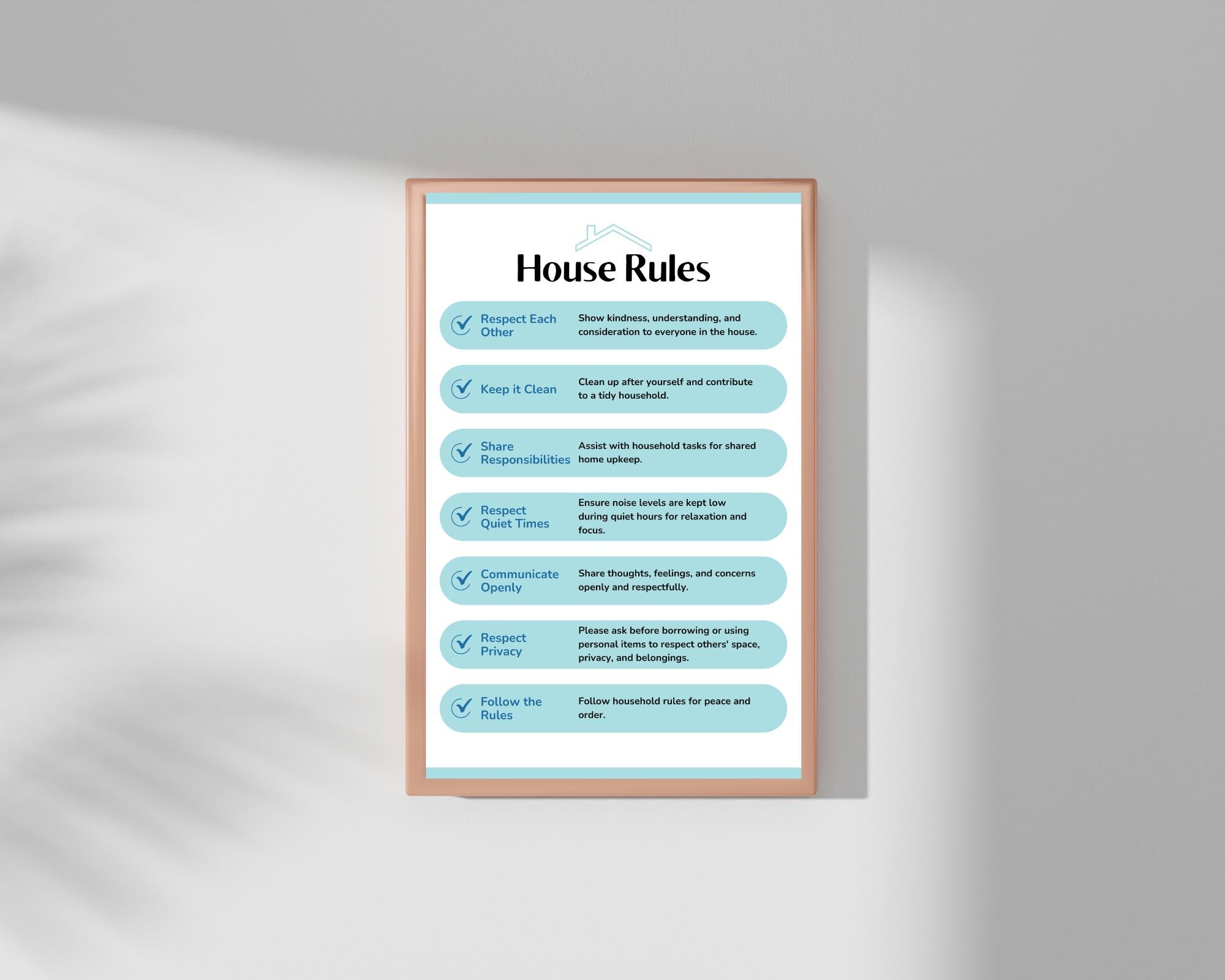 Editable Airbnb House Rules Sign Template | HOUSE Rules Checklist ...