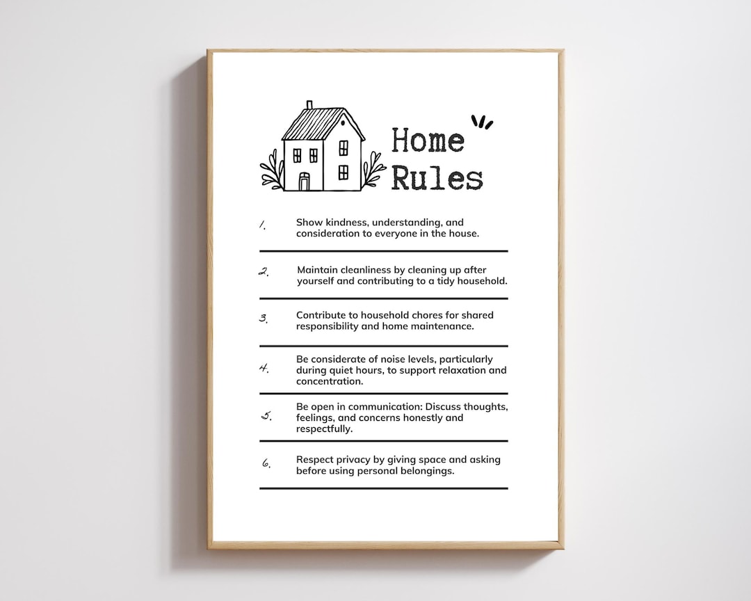 Simple Home Rules Poster | Home Rules Checklist | Hotel Rules Regulations | Editable Canva ...