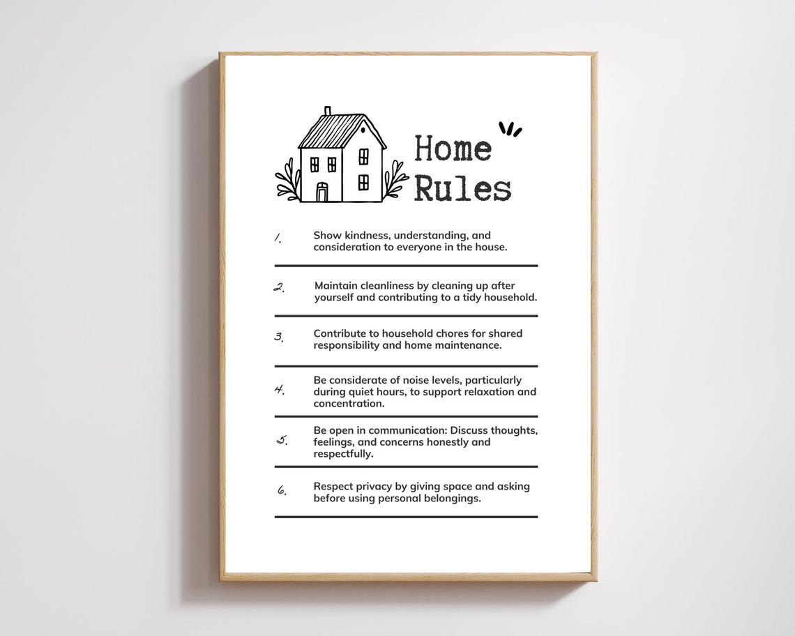 Simple Home Rules Poster | Home Rules Checklist | Hotel Rules ...