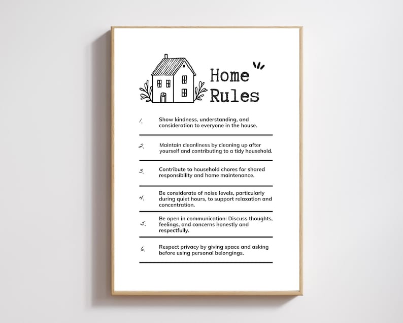 Simple Home Rules Poster | Home Rules Checklist | Hotel Rules ...