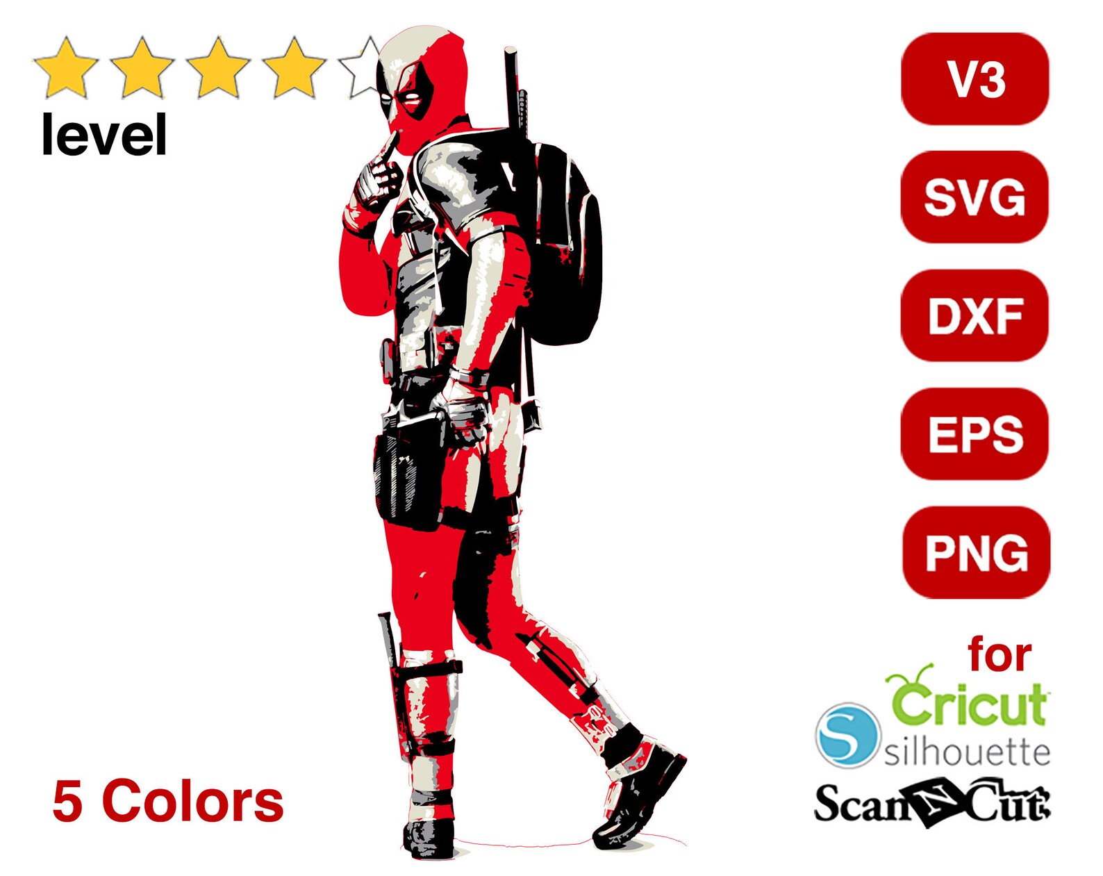 Deadpool Svg, V3, Eps, Dxf, Deadpool Png for Cricut, Silhouette ...