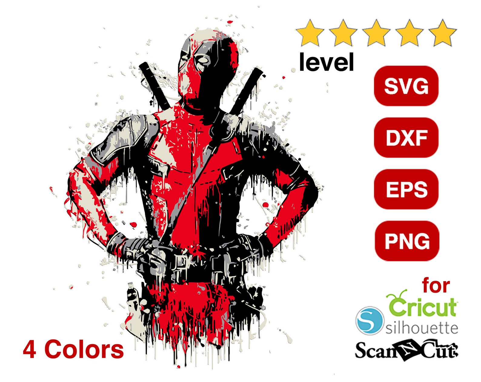 Deadpool Svg, Eps, Dxf, Deadpool Png for Cricut, Silhouette, Scranncut ...
