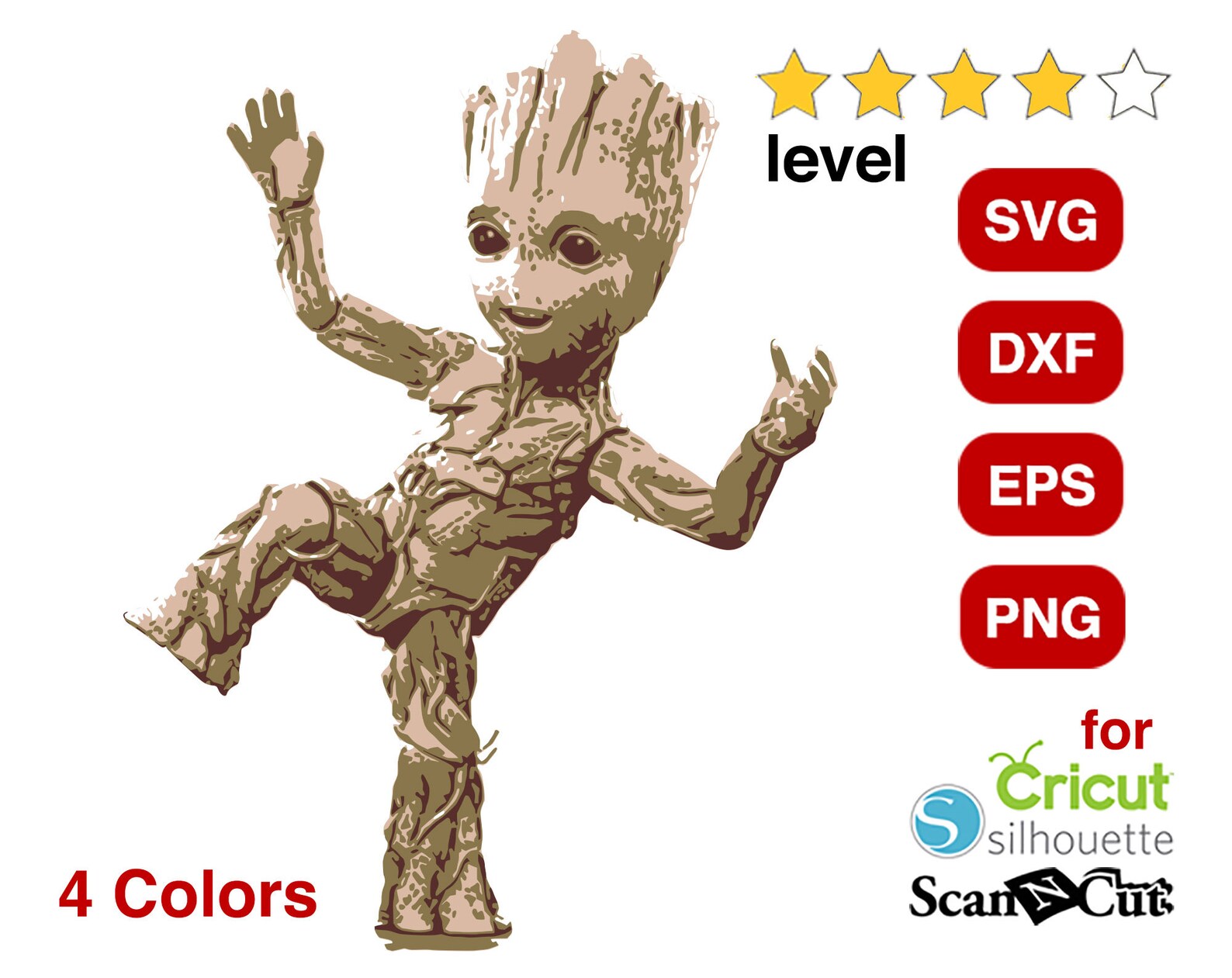 Groot Svg, Eps, Dxf, Groot Png for Cricut, Silhouette Cameo, Scranncut ...